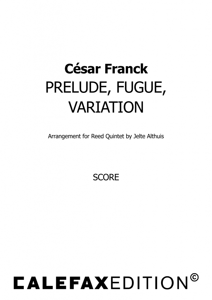 Franck, César: Prelude, Fugue, Variation - Calefax Shop